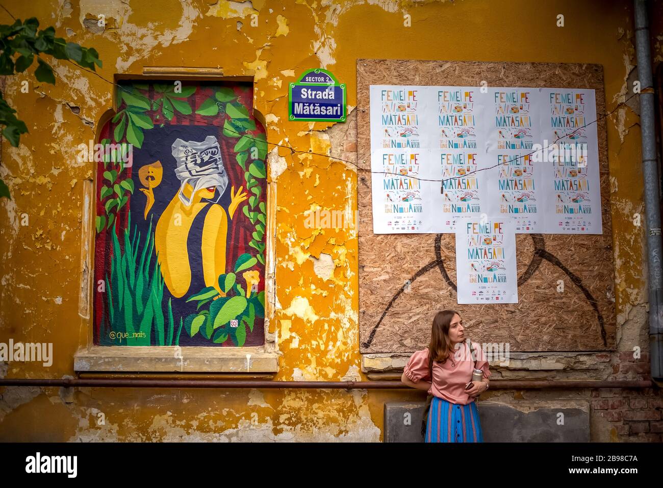 People on street in different activities, street life, urban scenery ...