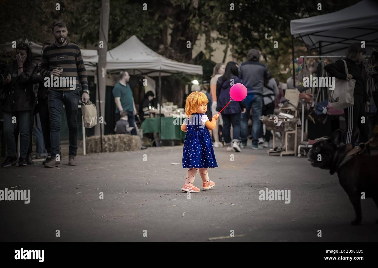 People on street in different activities, street life, urban scenery ...