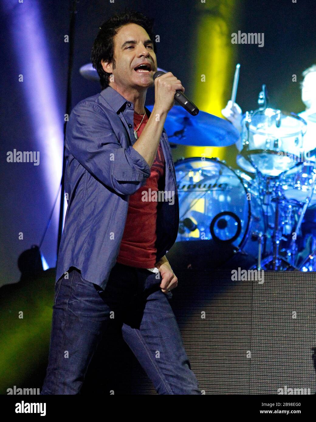 Train frontman Pat Monahan performs with the rest of the band at the ...