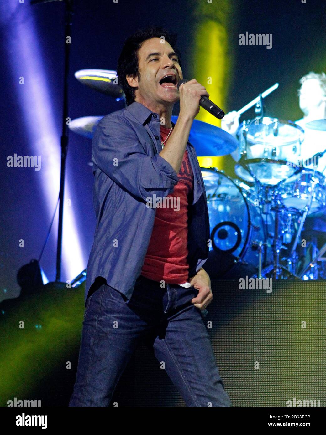 Train frontman Pat Monahan performs with the rest of the band at the ...