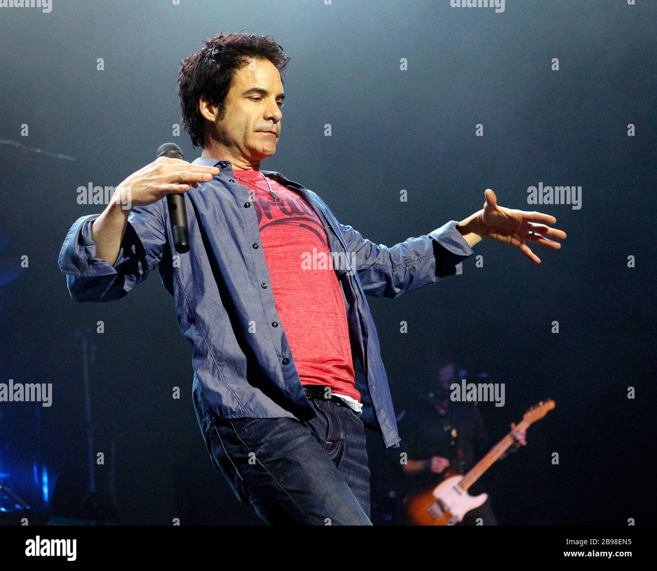 Train frontman Pat Monahan performs with the rest of the band at the ...