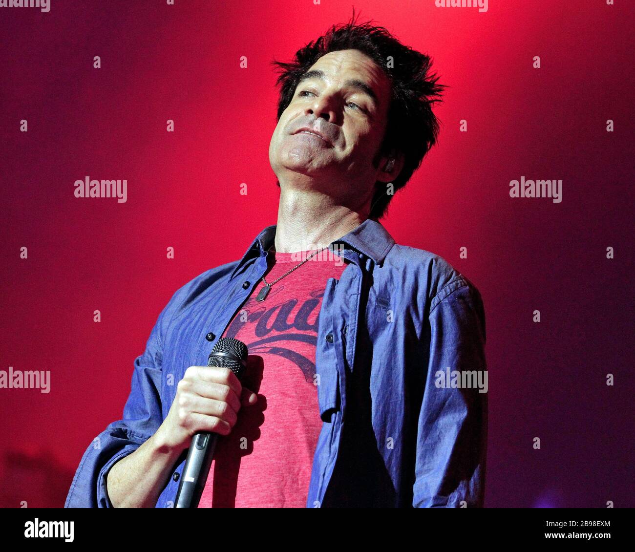Train frontman Pat Monahan performs with the rest of the band at the ...
