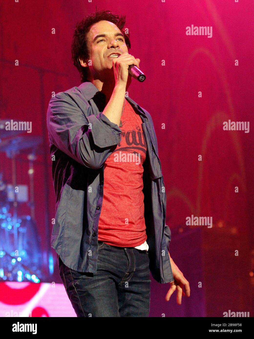 Train frontman Pat Monahan performs with the rest of the band at the ...