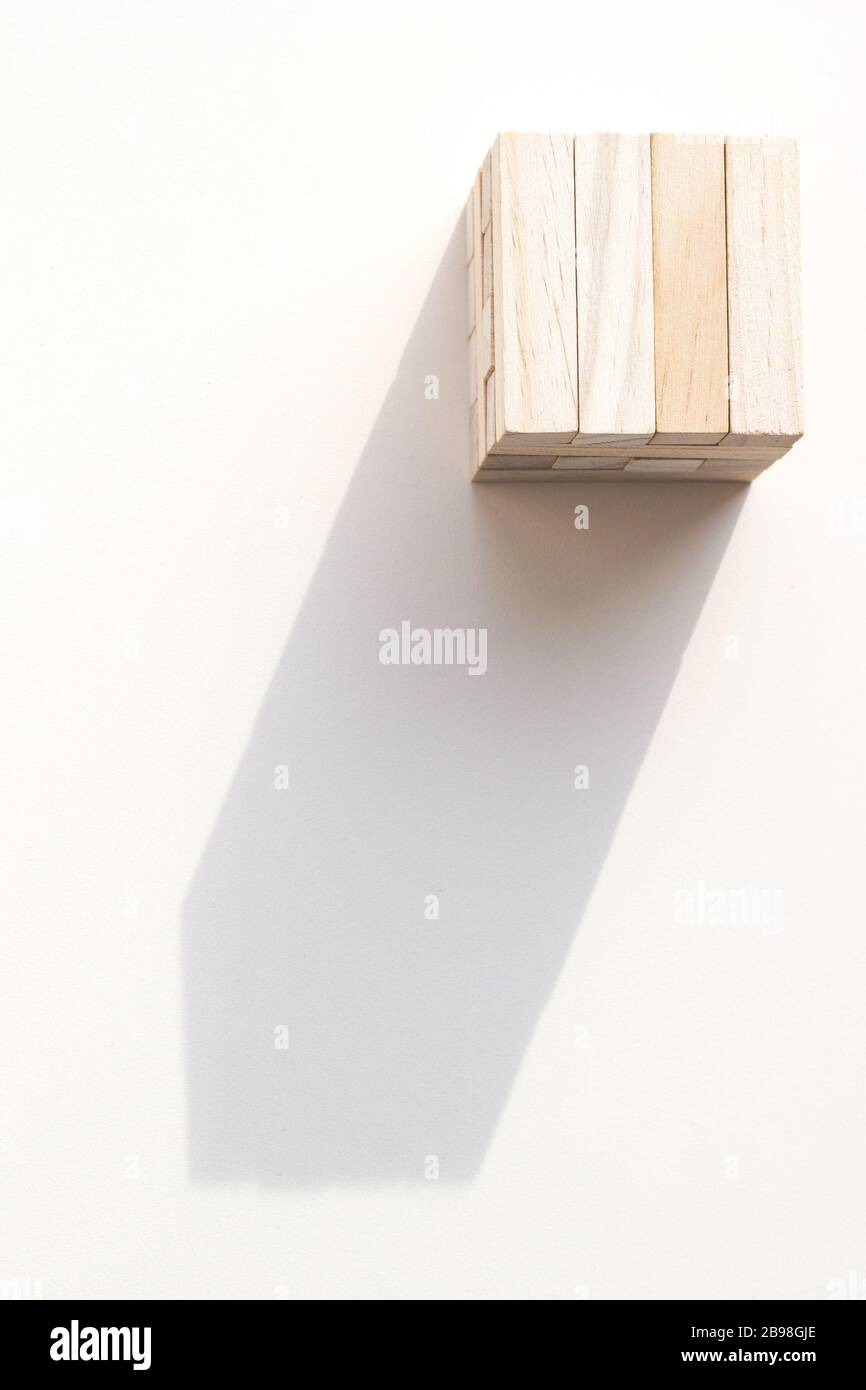 Wood blocks cube with shadow Stock Photo - Alamy