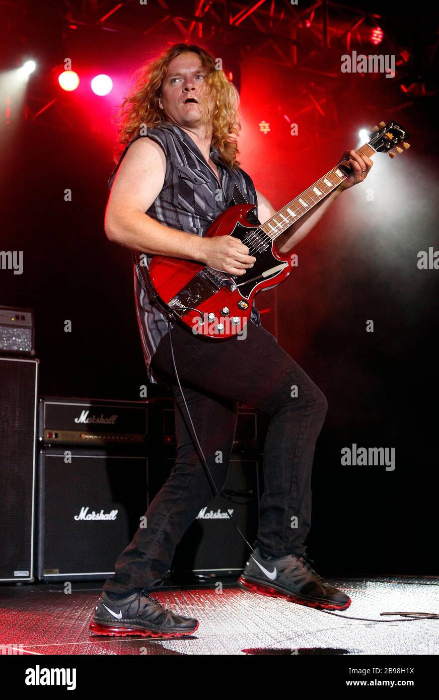 Tesla guitarist Frank Hannon performs with the rest of the band at the ...