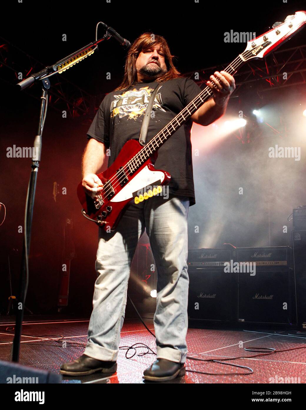 Tesla bass player Brian Wheat performs with the rest of the band at the ...