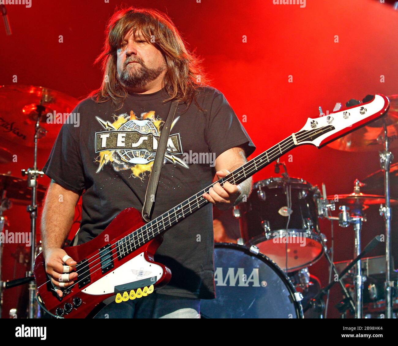 Tesla bass player Brian Wheat performs with the rest of the band at the ...