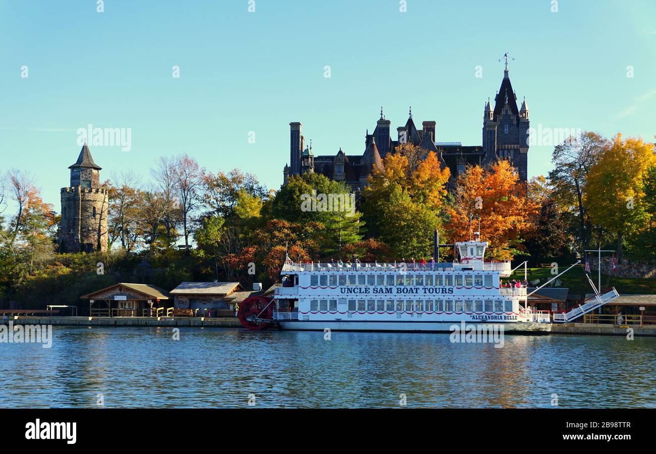 Alexandria Bay, New York, U.S.A - October 24, 2019 - The view of Boldt ...
