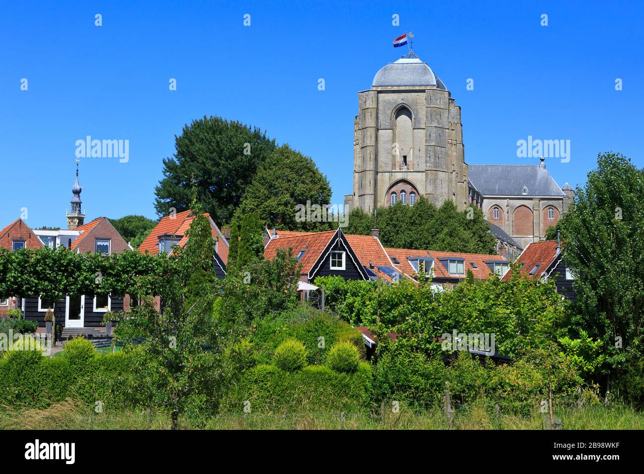 The Dutch flag flying proudly over the Late Gothic Church of Our Lady ...
