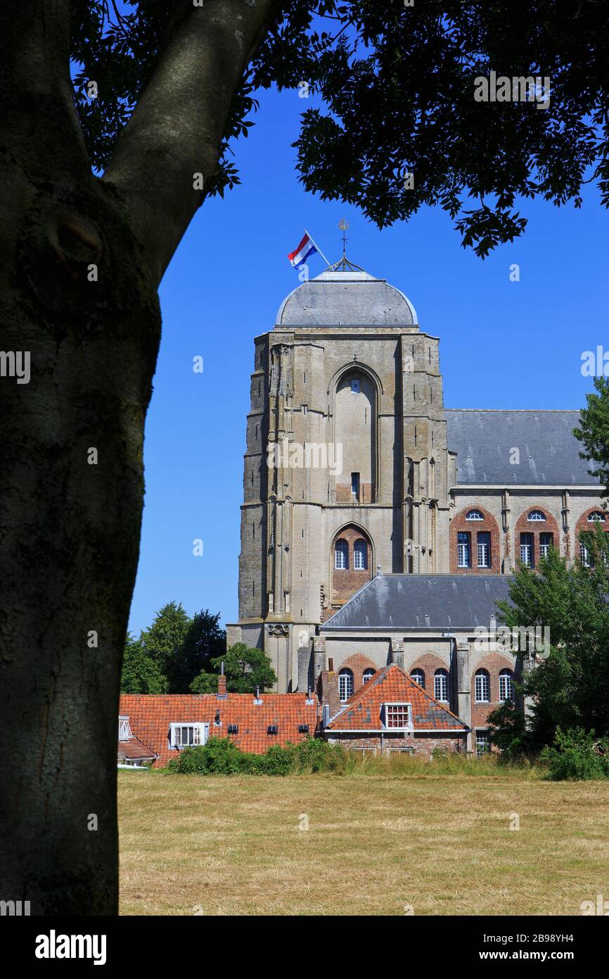 The Dutch flag flying proudly over the Late Gothic Church of Our Lady ...