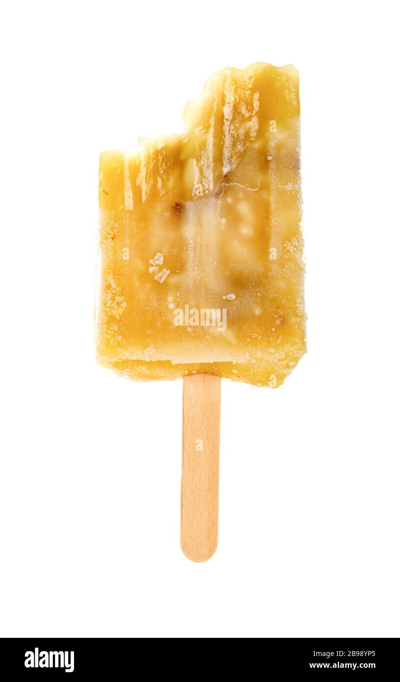 half eaten popsicle with raisin on a white background Stock Photo - Alamy