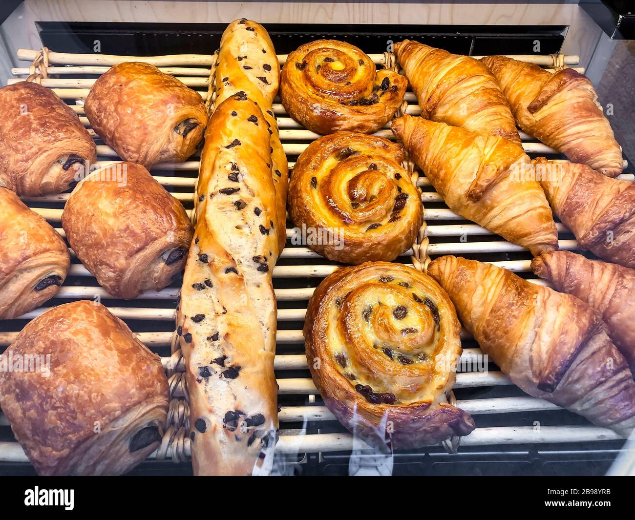 Fresh French morning pastries in bakery. Studio Photo Stock Photo - Alamy