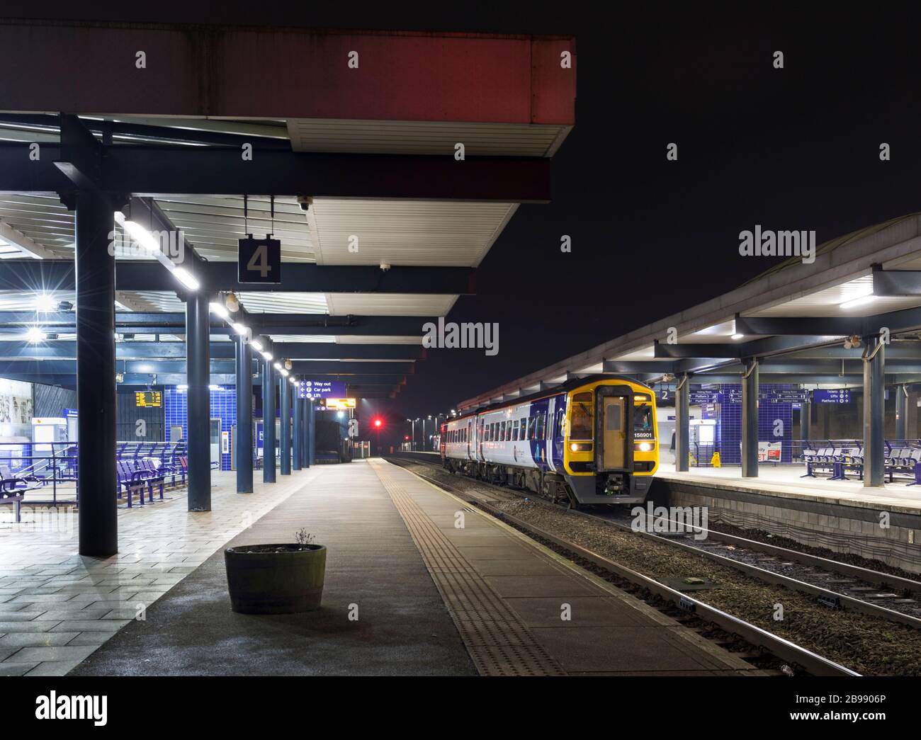 Northern Rail class 158 sprinter train at Blackburn railway station ...