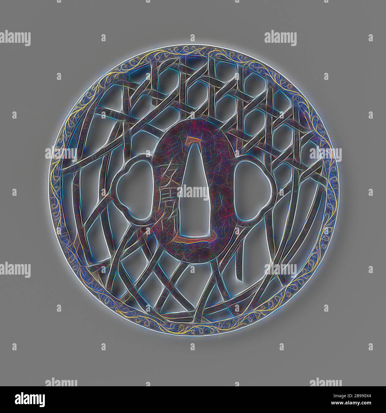 Hand guard, Round tsuba with a partially completed star shape in a ...