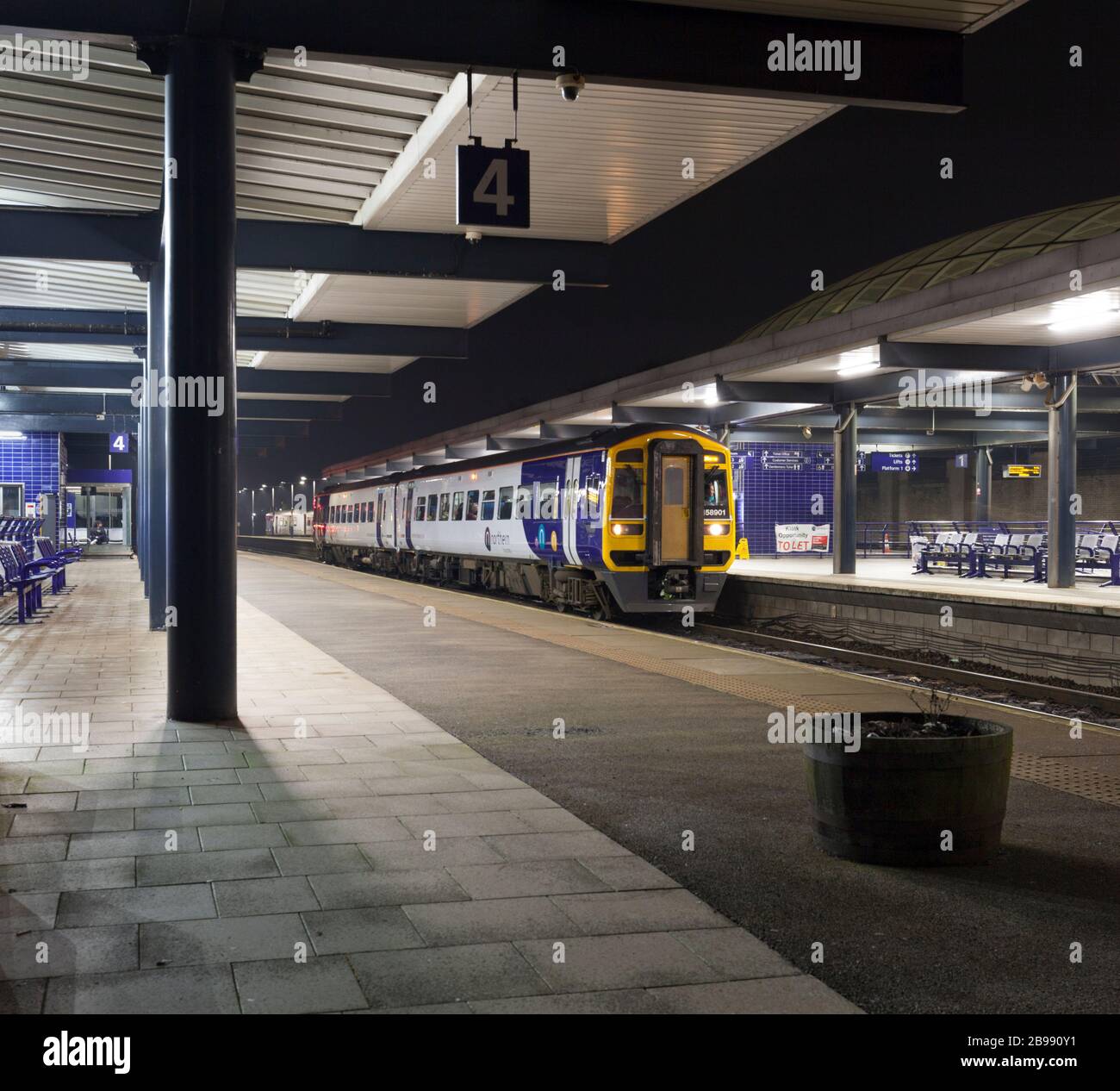 Northern Rail class 158 sprinter train at Blackburn railway station ...