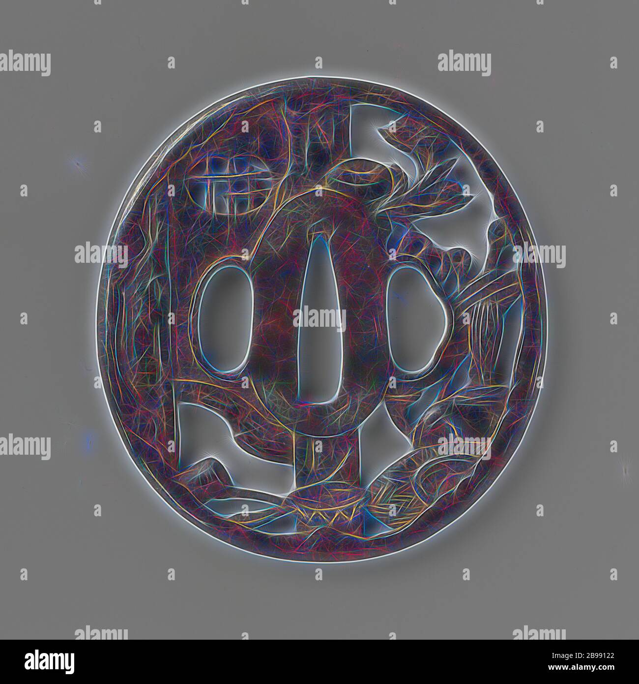 Hand guard, Oval tsuba with a tea hut and attributes of the tea ...