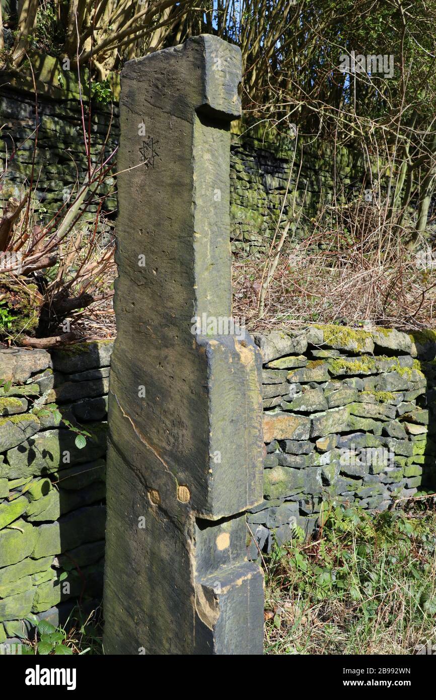 tenter posts marsden mill west yorkshire Stock Photo - Alamy