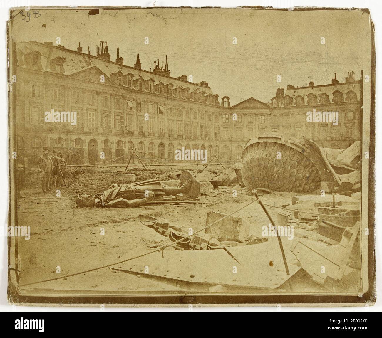 The Paris Commune 1871. Group before the ruins of the Vendome column ...