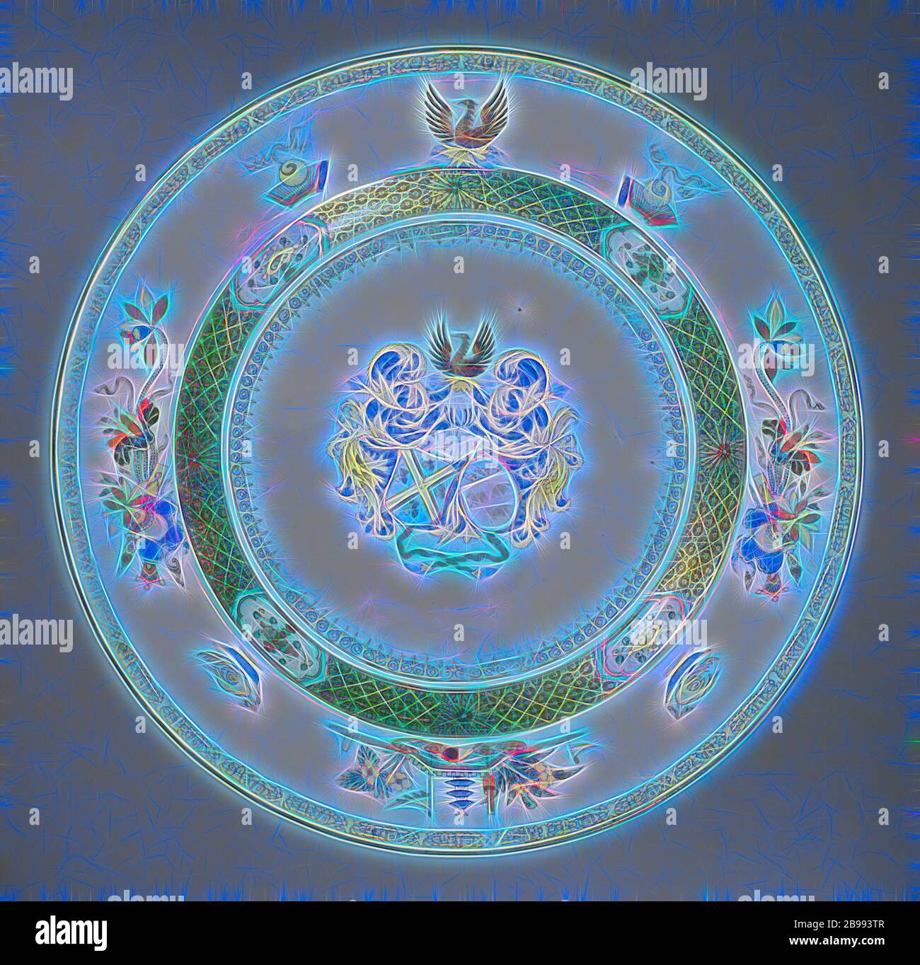 Dish with the arms of the De Neufville and De Wolff families, Porcelain ...