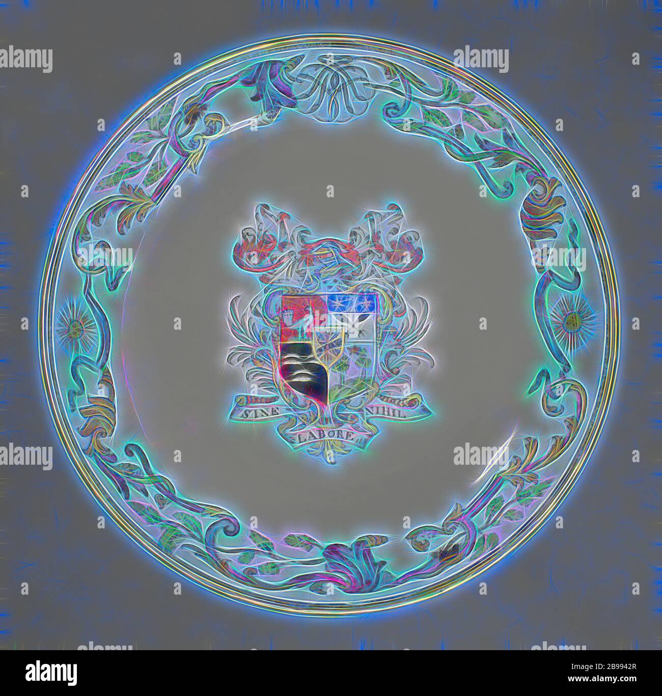 Saucer with the arms of the Certon family, Porcelain dish, painted on ...