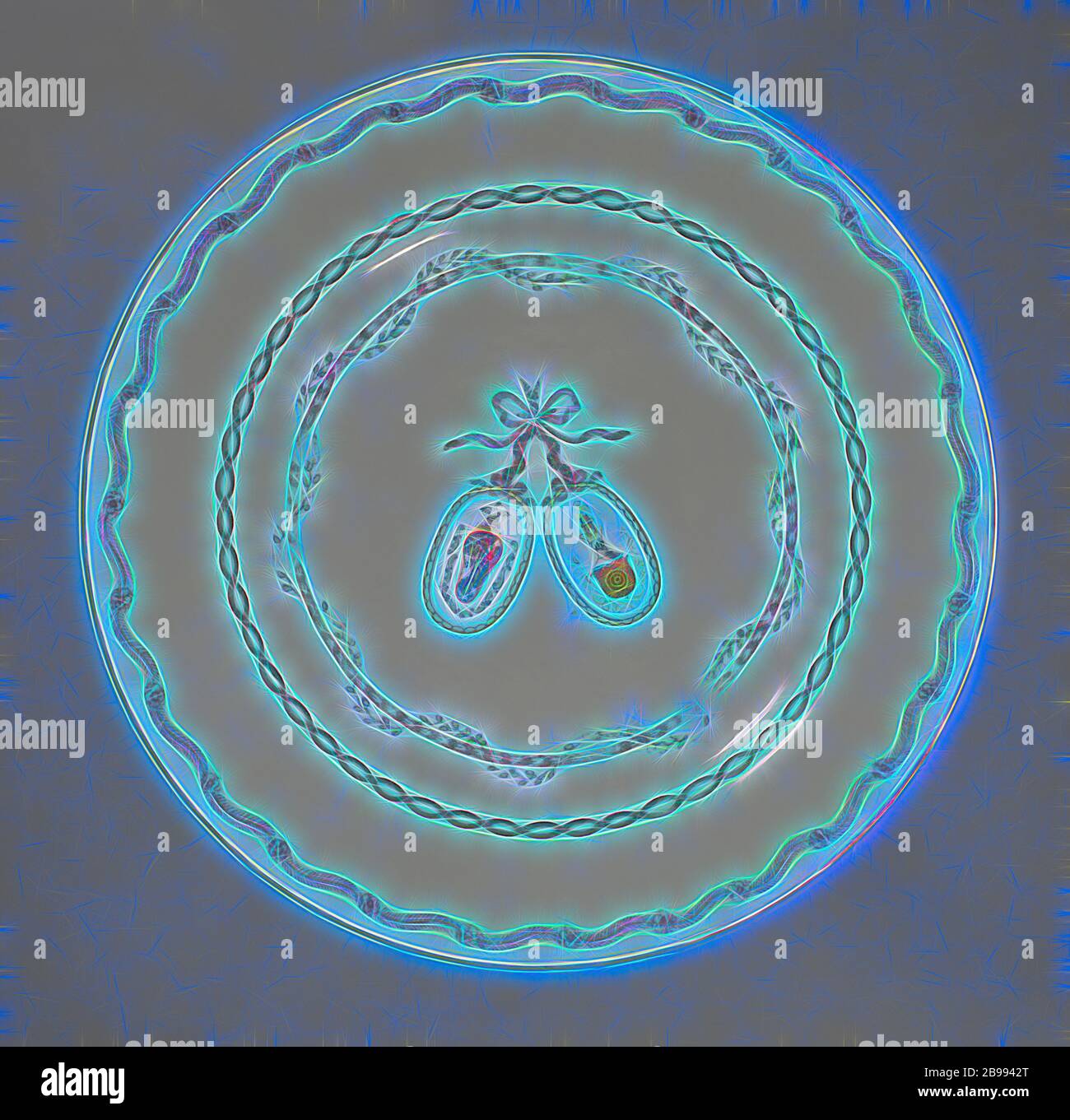 Small plate with the arms of the Van Stockum and Romswinckel family ...