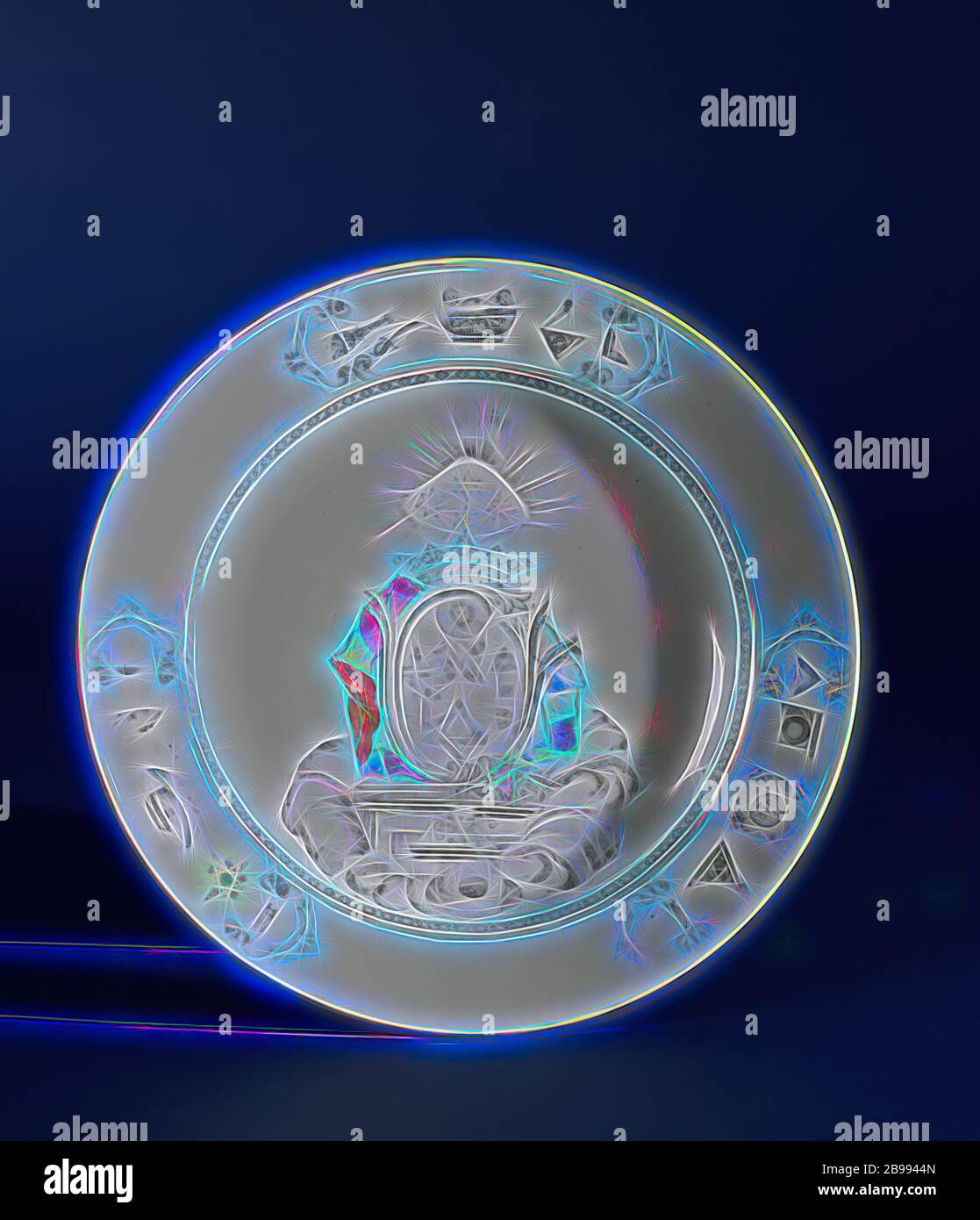 Plate with symbols of Freemasonry, Porcelain plate, painted on the ...