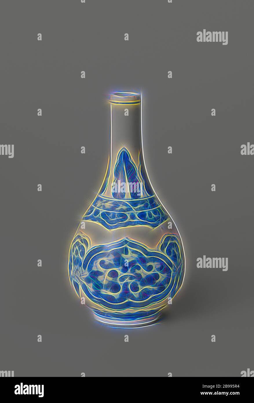 Pear-shaped bottle vase with floral scrolls and petals, Porcelain ...
