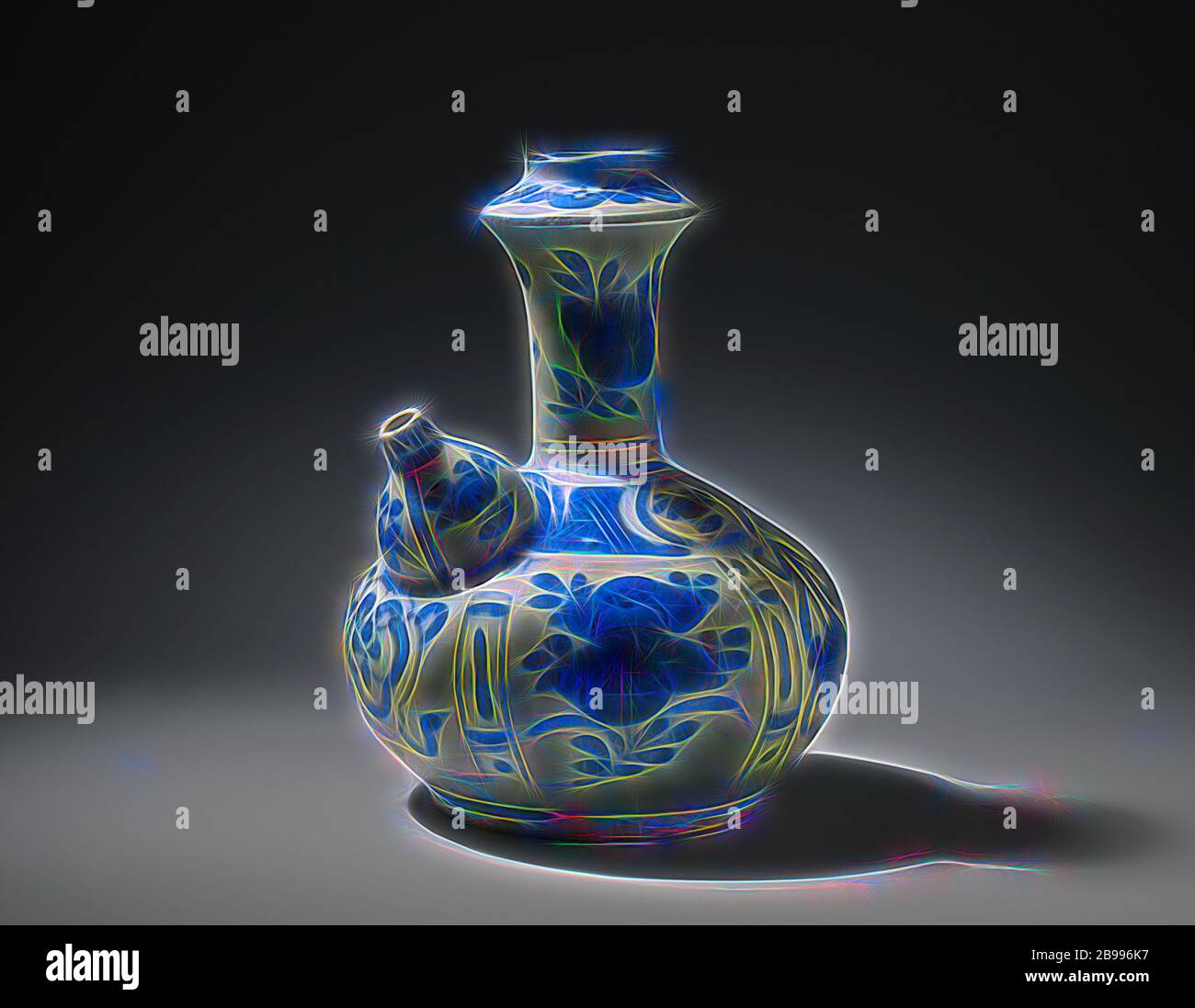 Kendi with flowering plants and auspicious motifs in a panel decoration ...