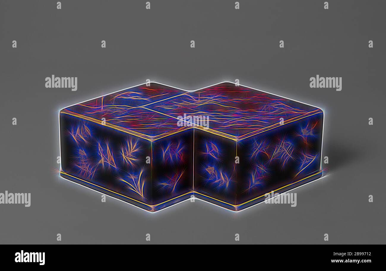 Box in the form of two collapsed windows, Box with lid with black ...