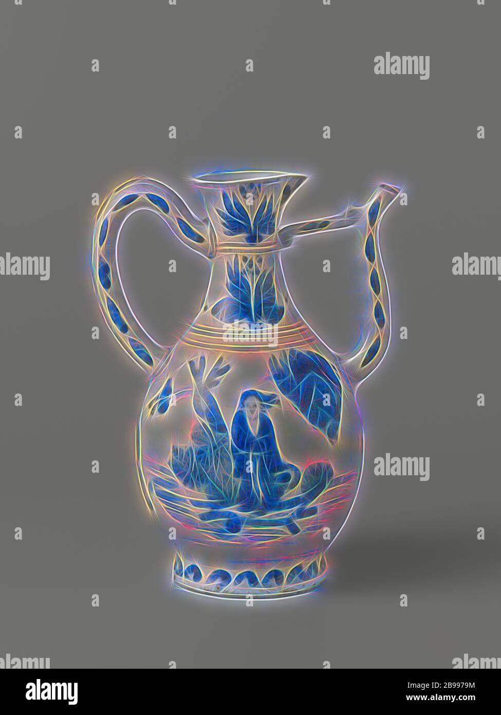 Ewer with a seated figure in a landscape, Pear shaped jug made of ...