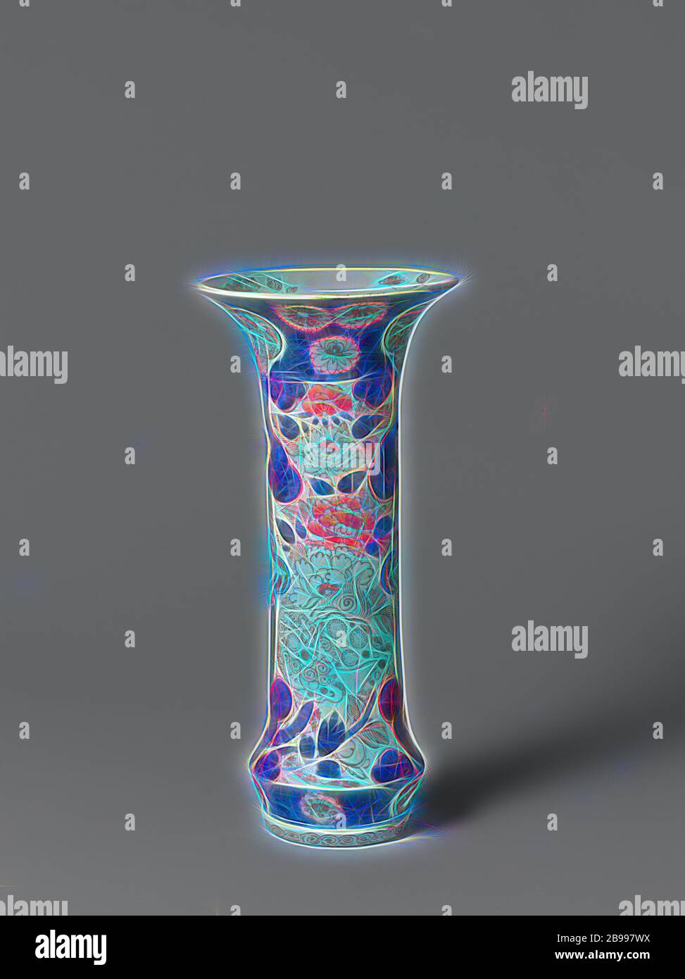Beaker vase with shishi, hoo-birds, flowering plants and floral scrolls ...