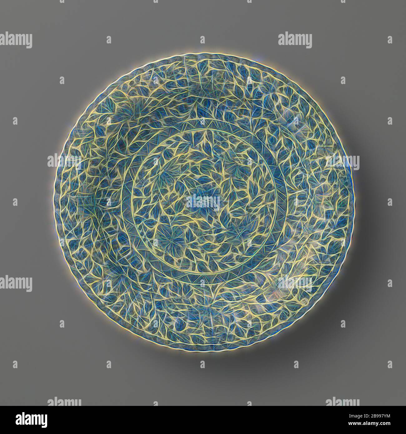 Plate with fluted sides and continuous flower pattern, Porcelain plate ...