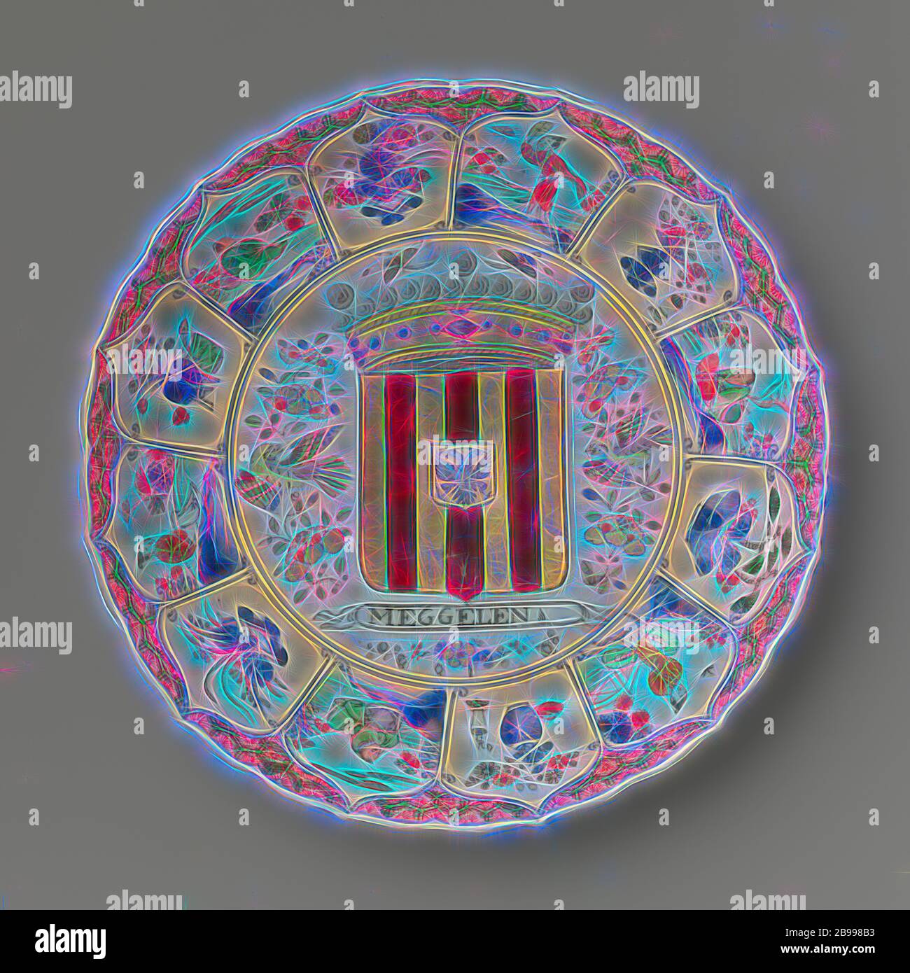 Saucer dish with the arms of Mechlin, Porcelain dish with ribbed wall ...