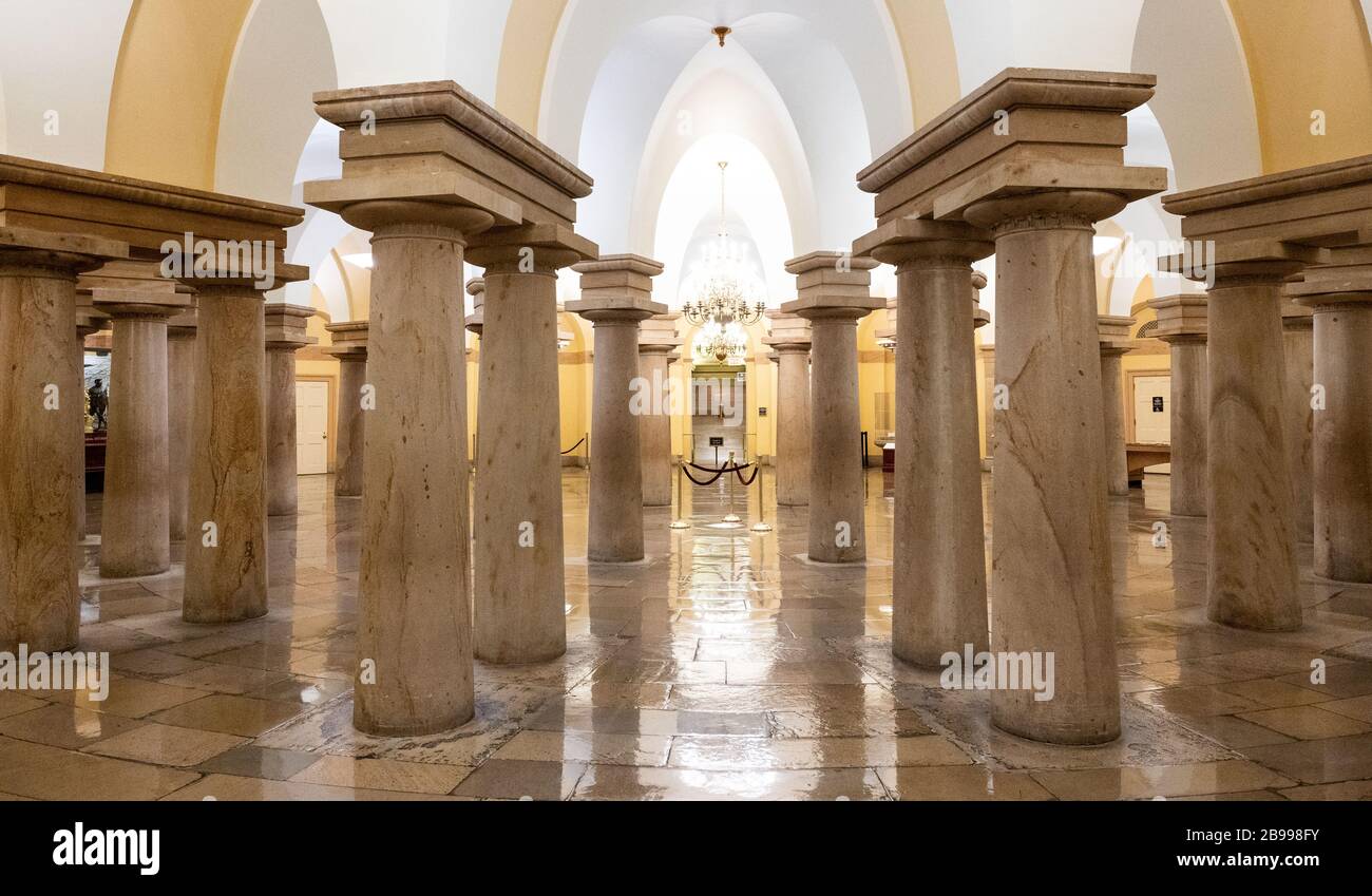 Scene from the Crypt normally crowded with tourists and now closed to ...