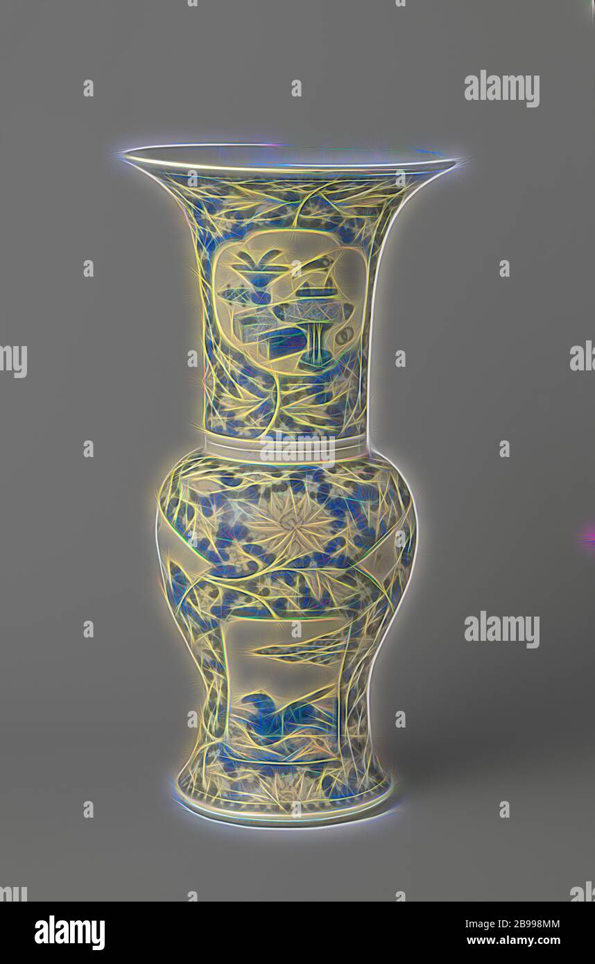 Baluster beaker vase with flower scrolls and panels in reserve ...