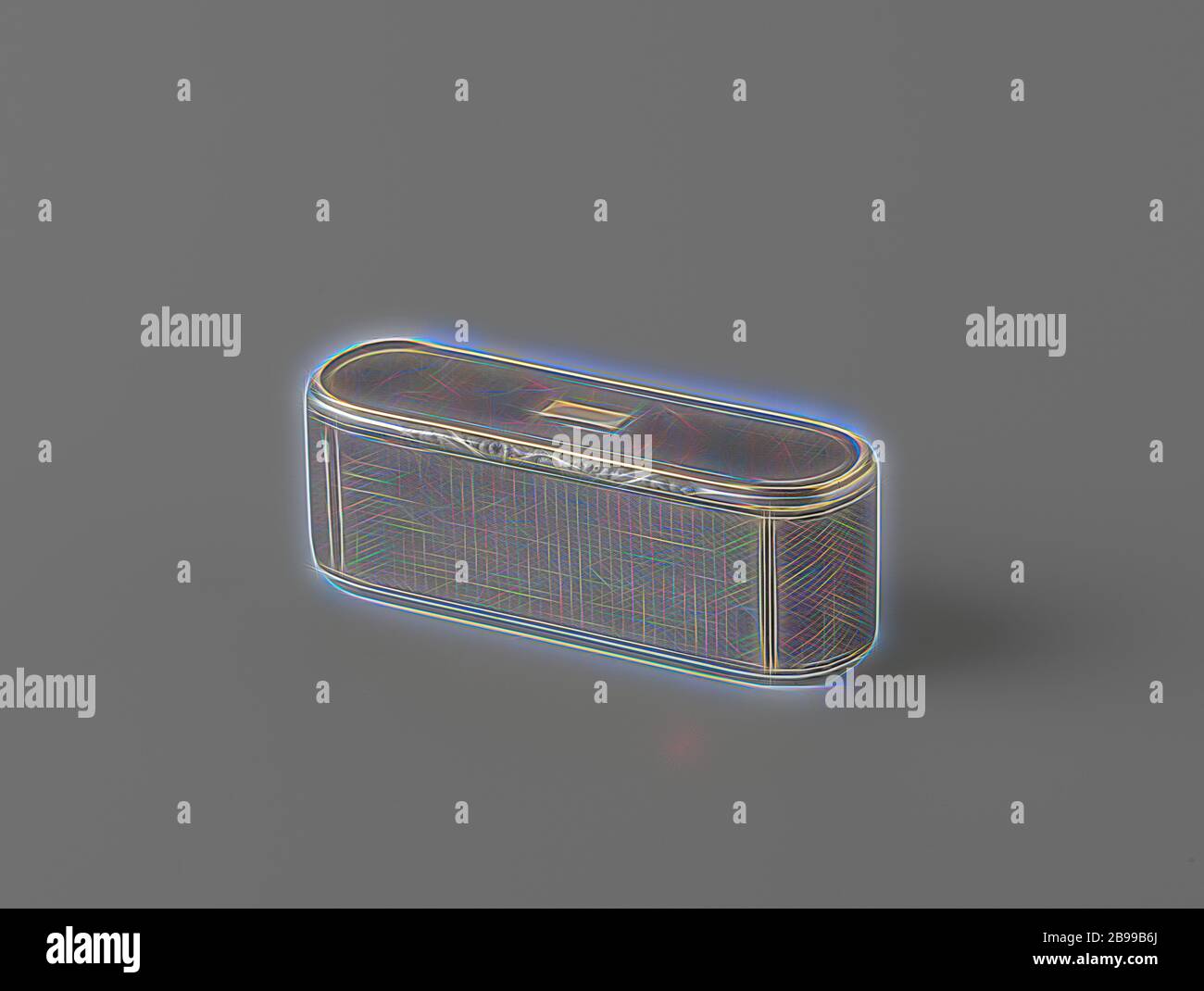 Tinder box, Elips-shaped silver tinder box. A gold-plated rectangular ...