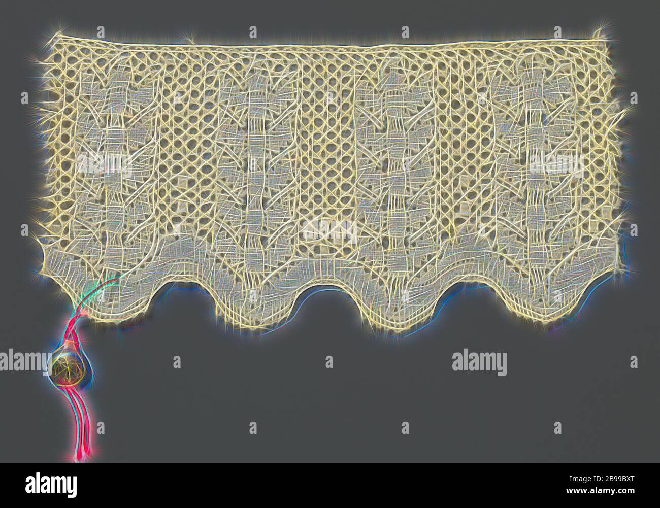 Strip of bobbin lace with standing ears of corn or 'stående ax', Strip ...