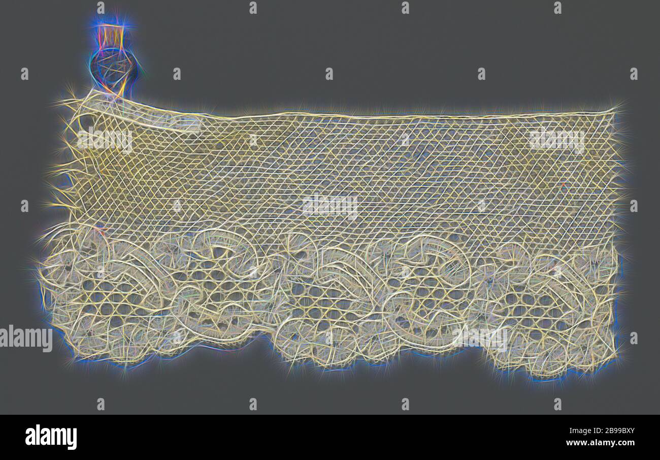Strip of bobbin lace 'Gripsholms Lace' with cartouches of rose flowers ...