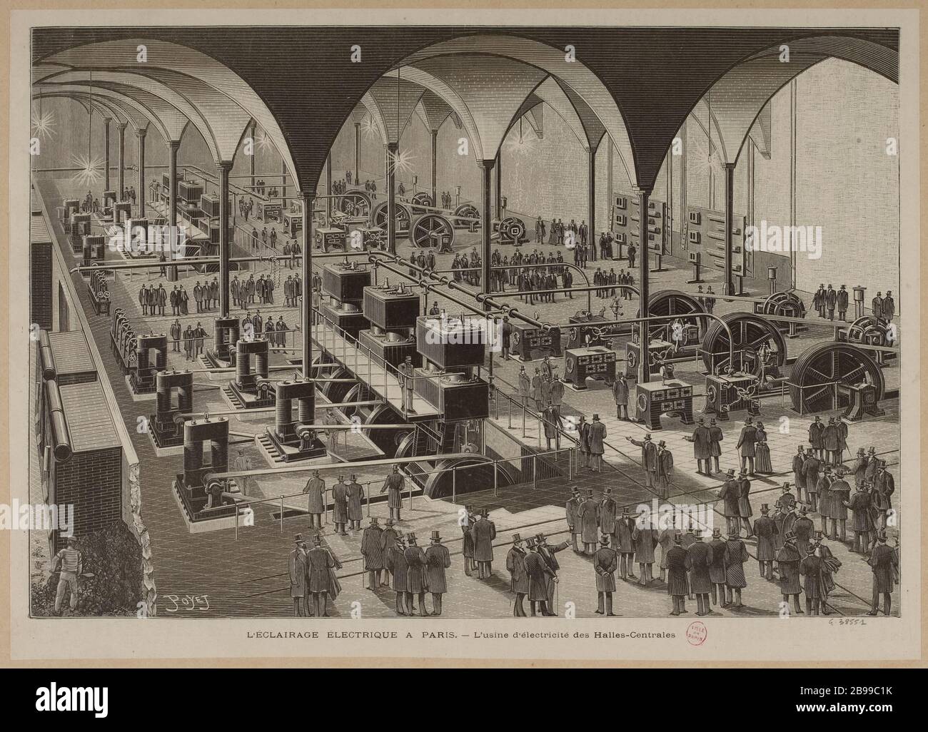 Electrical lighting Paris.-The power plant of Les Halles-Central Stock ...