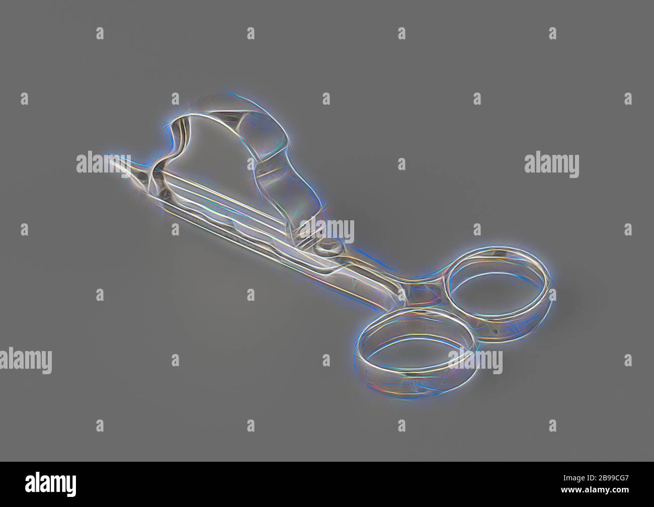 Guy or pair of scissors with short and long legs with oval eyes. On a ...