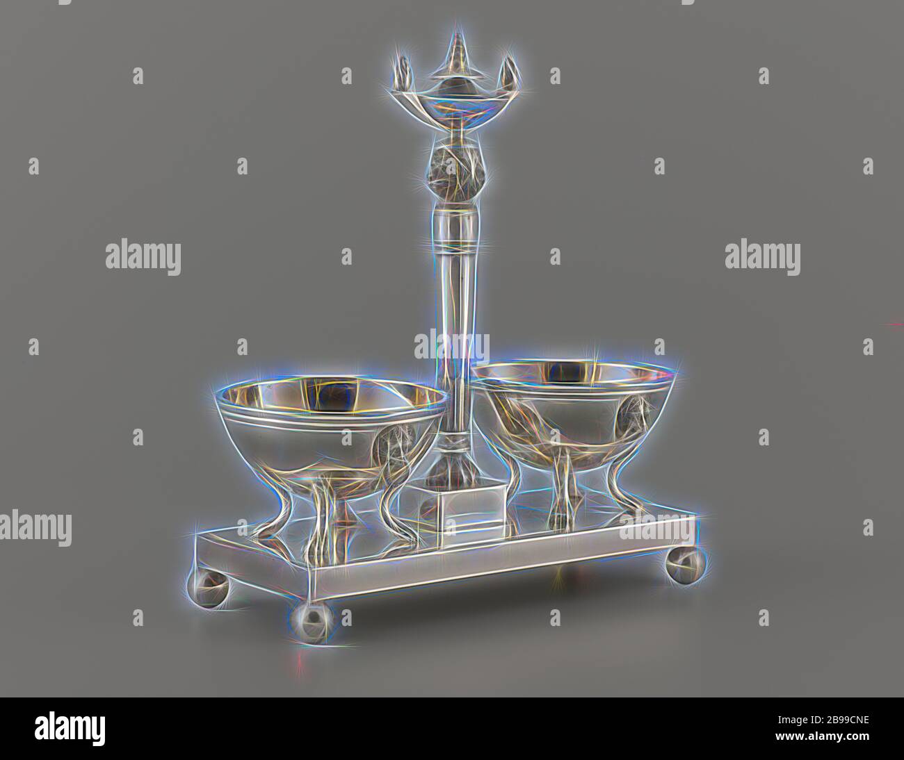 Salt vessel of silver on pedestal, Salt vessel of silver. On a ...