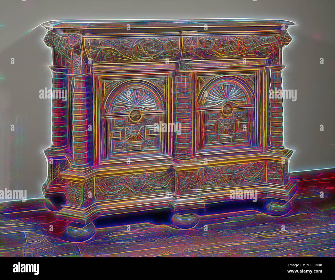 Cupboard with corner posts in the form of semi-detached Tuscan columns ...