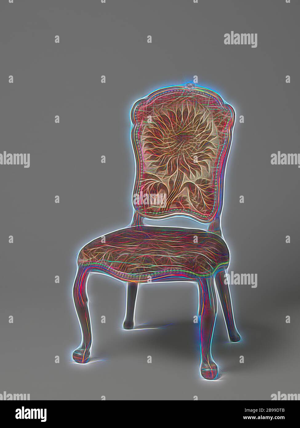 Chair, mahogany, covered with velvet d'Utrecht, with a pressed ...