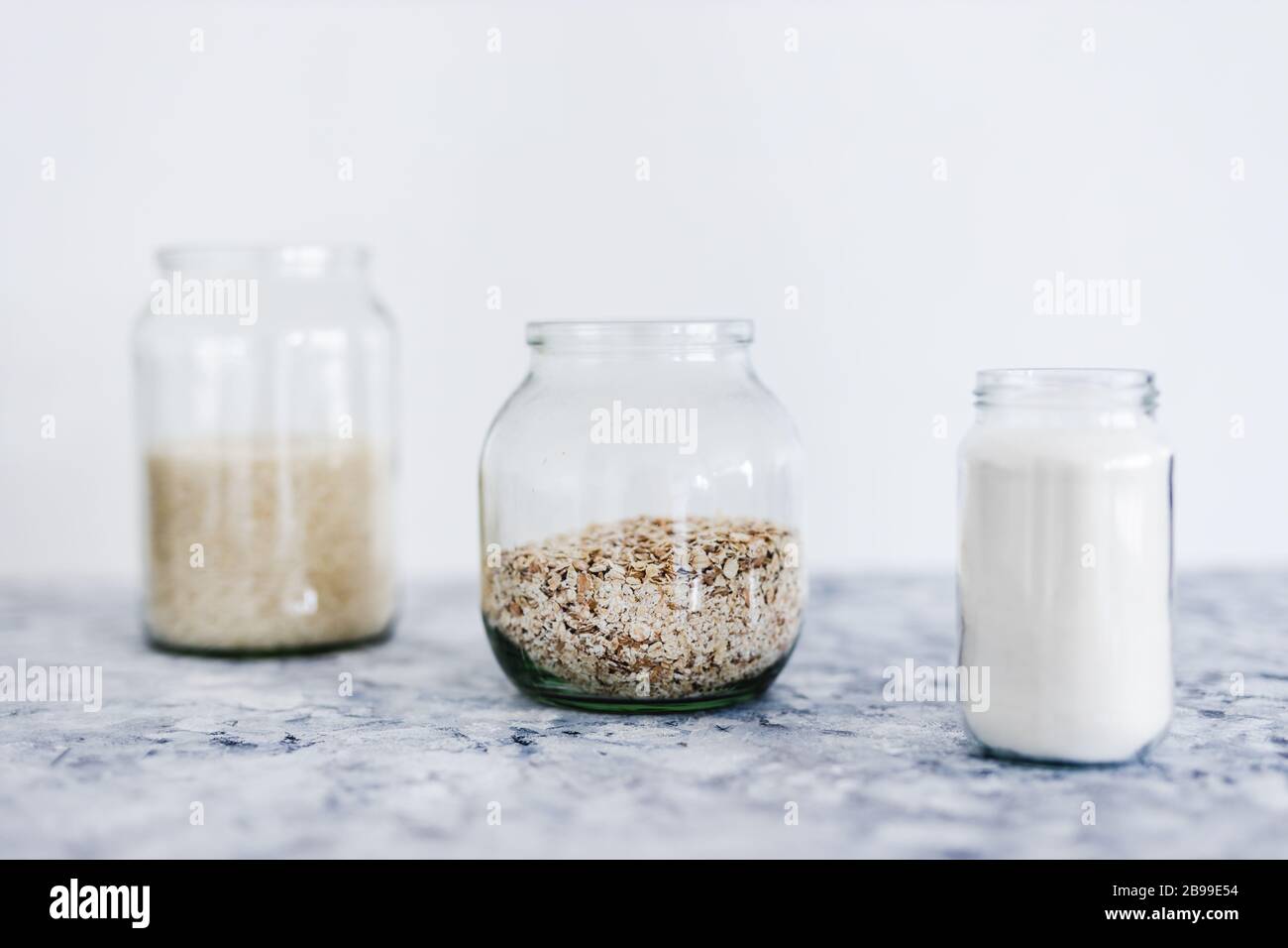 healthy non-perishable food ingredients for vegan pantry, glass jars ...