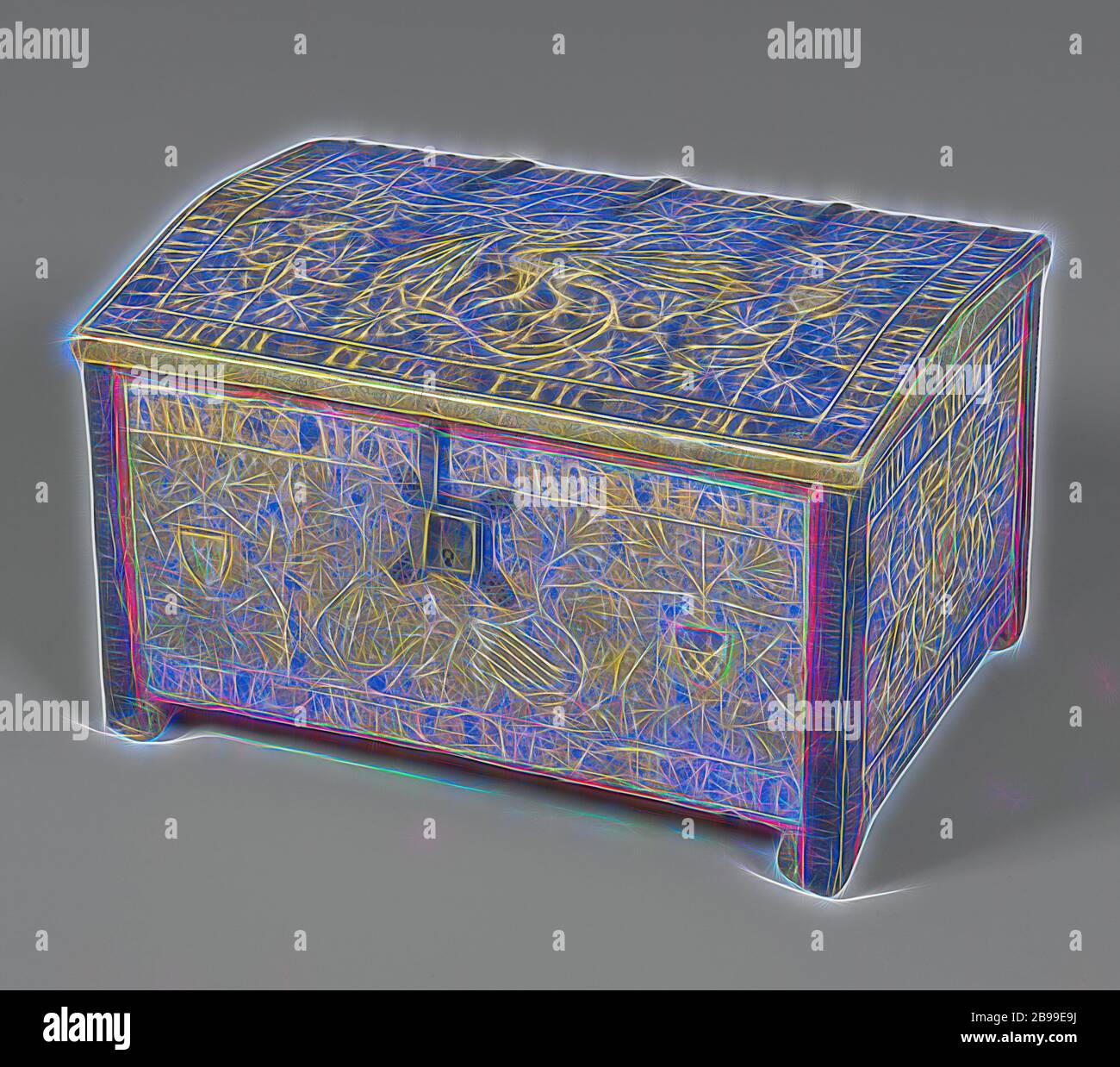 Polychromed wood chest and decorated with gilded stucco in the form of ...