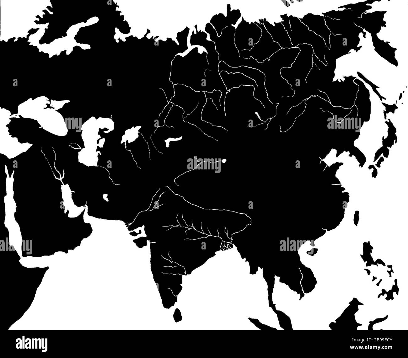 Blank Map Of Asia With Rivers