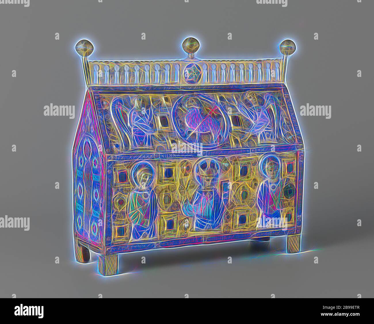 Reliquary decorated with Christ, saints and angels, Reliquary shrine ...