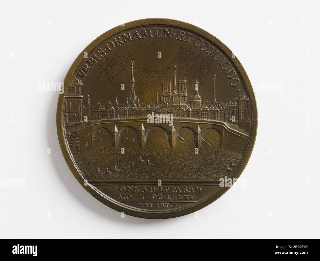 Retyping of the coin commemorating the construction of the Pont-Royal, 1685 in honor of Auguste ...