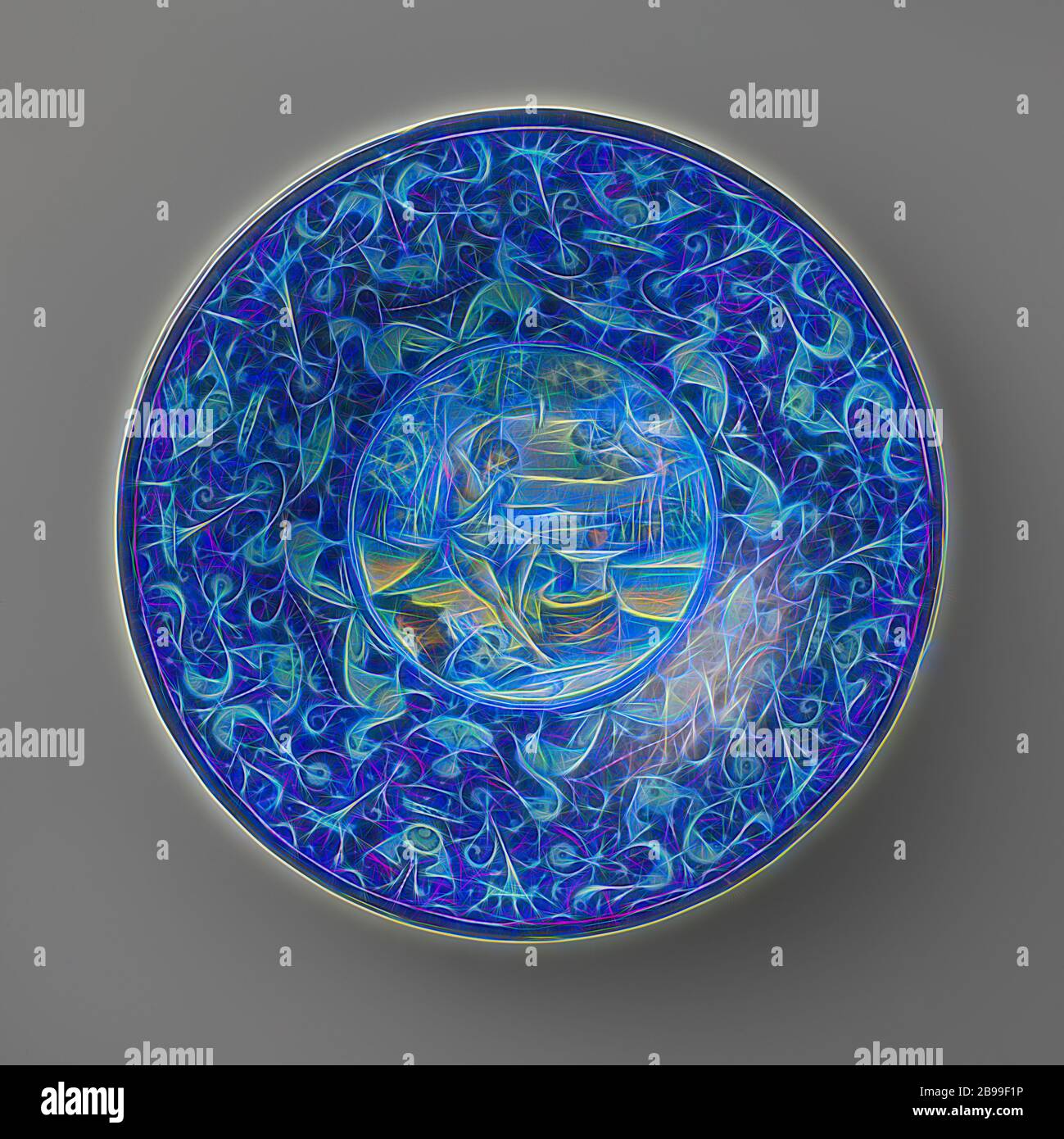 Plate with a blacksmith and a cupid in a landscape Plate with a ...