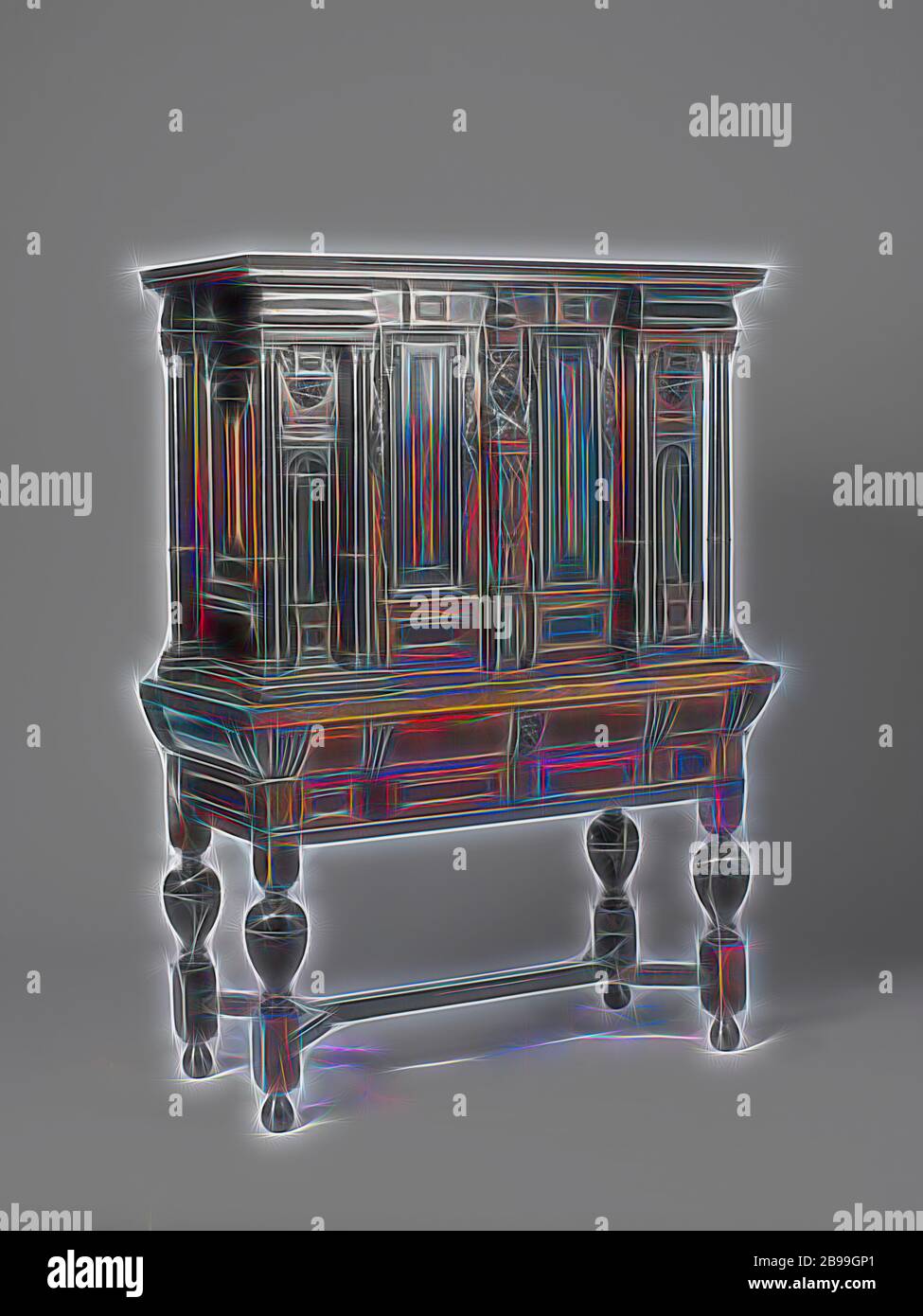 Table cabinet glued with rosewood and ebony, Table cabinet glued with ...